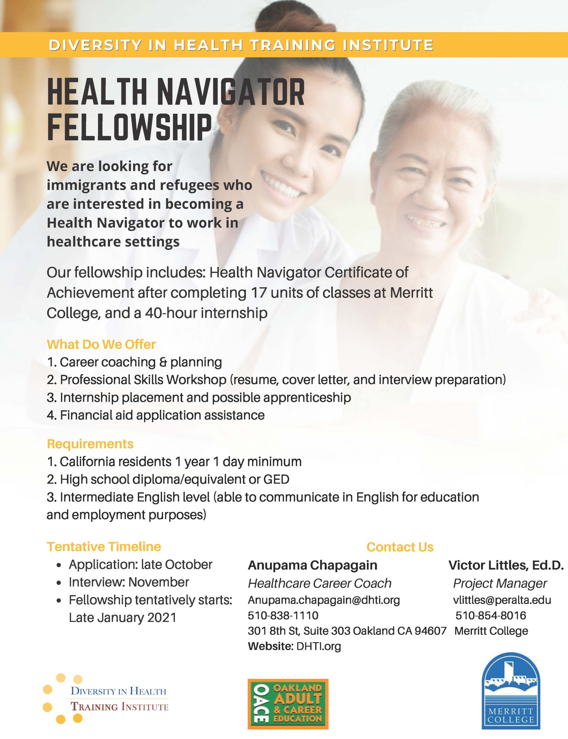 Health Navigator Fellowship - Northern Alameda Adult Education Collective