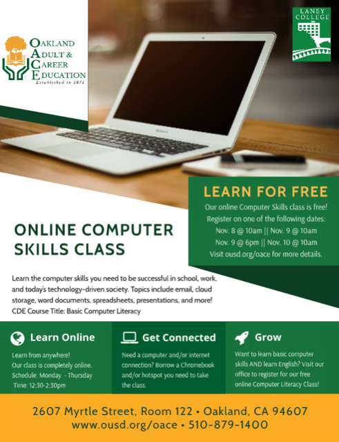 NEW OACE Online Computer Skill Classes - Northern Alameda Adult ...
