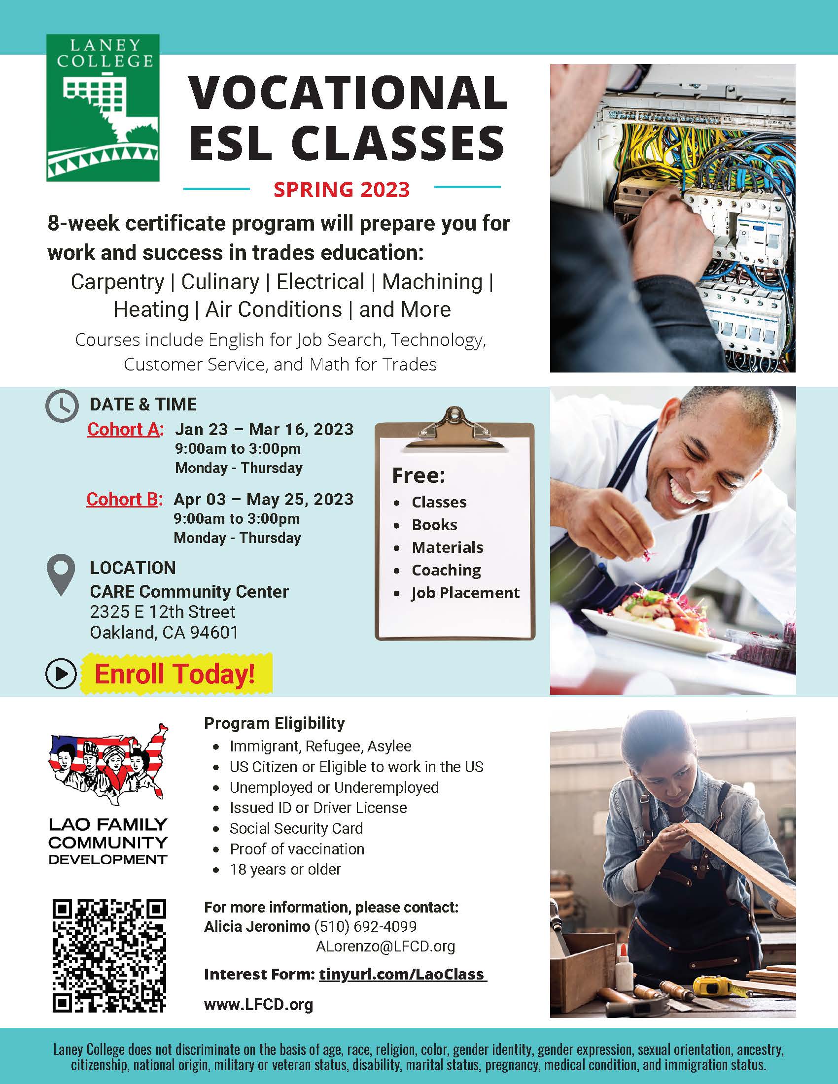 Vocational ESL Classes Starting January 2023 - Northern Alameda Adult ...